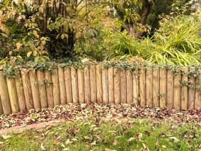 Timber Garden Bed Wooden Log Edging 66cm High Pack Of 2 - UK Garden ...