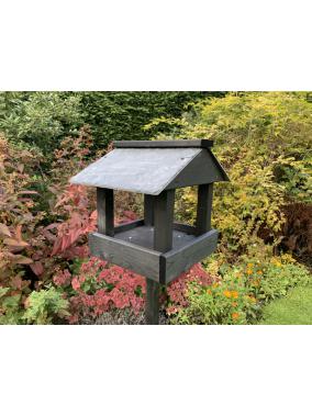 Slate Roof Wooden Bird Table Charcoal Black - UK Garden Products