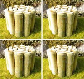 Wooden Garden Flower Border Log Roll Edging 23cm high Pack Of 4 - UK Garden Products
