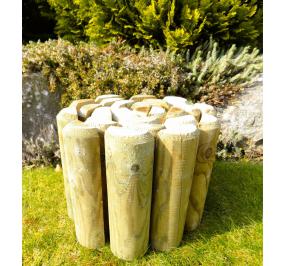 Wooden Garden Flower Border Log Roll Edging 23cm high Pack Of 4 - UK Garden Products